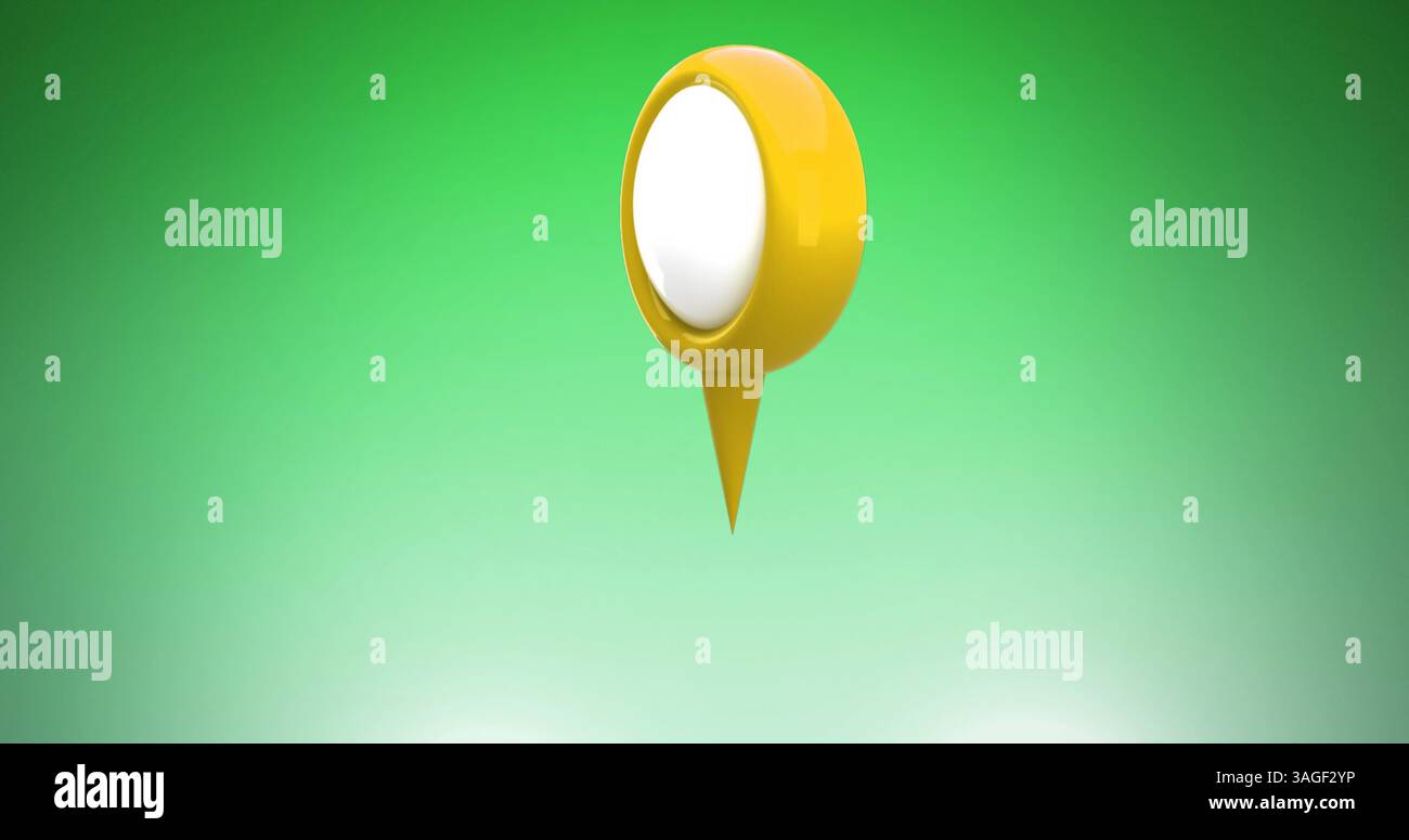 Image of yellow location pin bouncing on green background Stock Photo ...