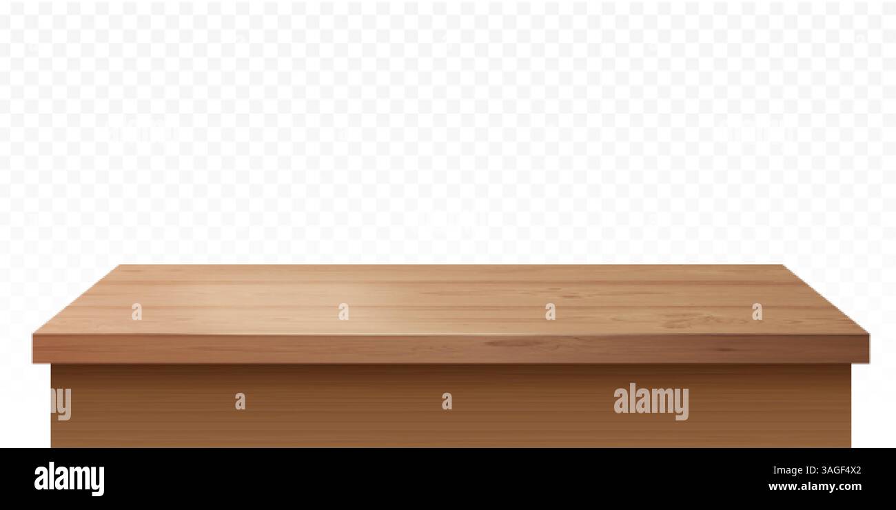Realistic wooden table. Wood base surface, kitchen desk or office ...