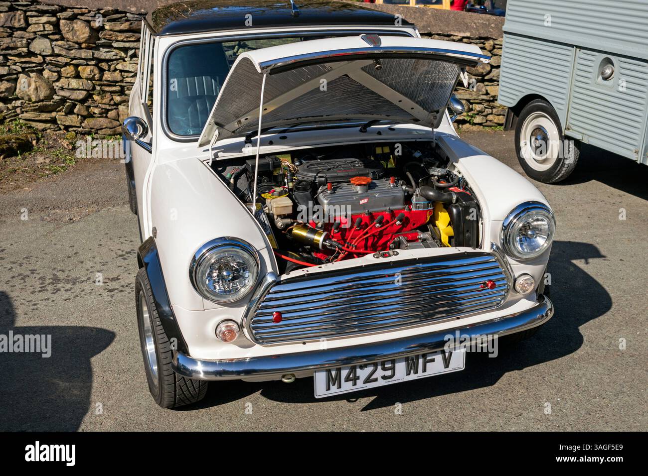 Mini with bonnet up. Lakeland Historic Car Club Meet 2025 Stock Photo ...