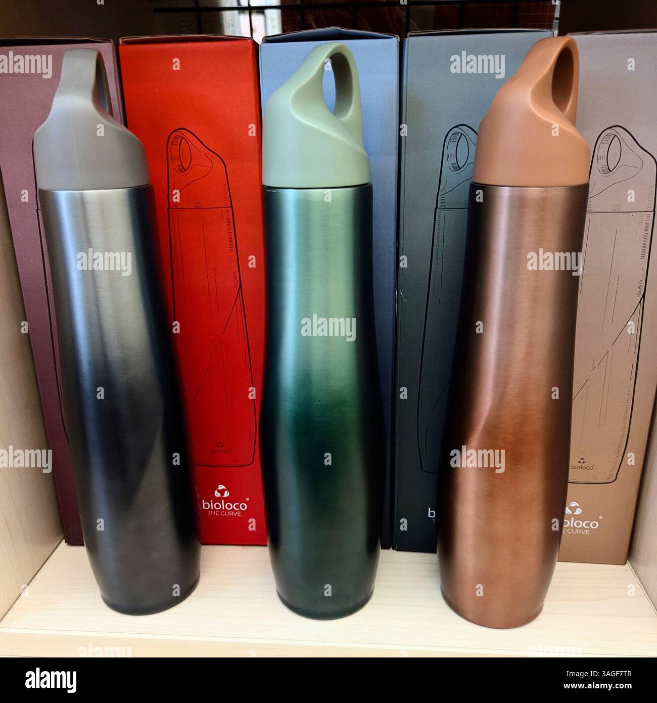 Insulated BioLoco water bottles by German brand Chic.Mic are displayed ...