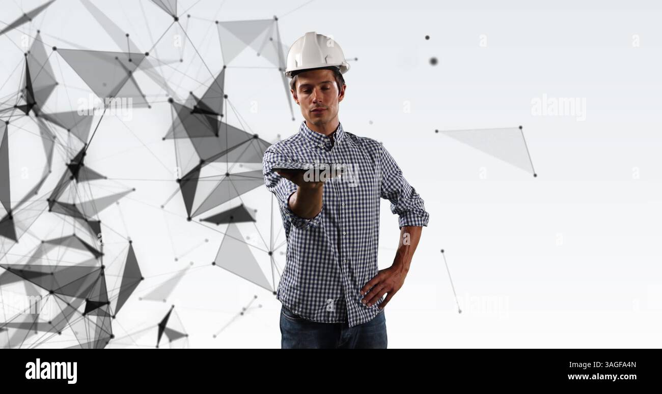 Digital interface over male architect hi-res stock photography and ...