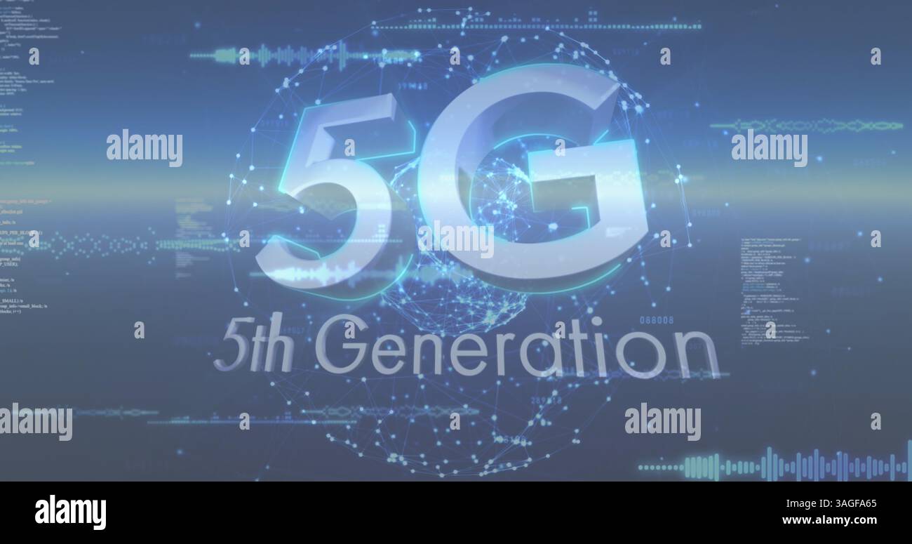 Image Of 5g Mobile Network Data Processing And Network Of Connections