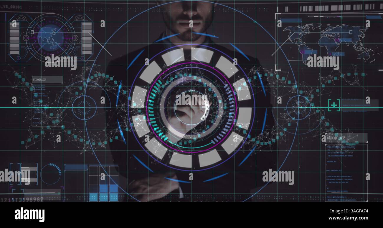 Touching digital interface scanning analysis hi-res stock photography ...