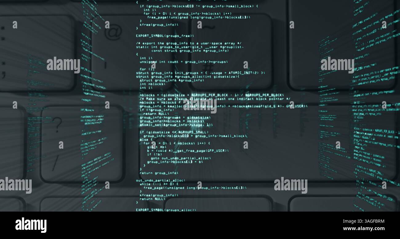 Image of green data processing over computer keyboard on grey background Stock Photo - Alamy