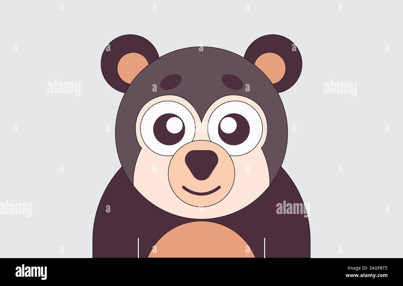 Hand drawn bear cute cartoon illustration on white background Stock ...