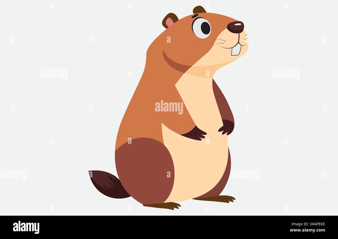Cute Groundhog Cartoon Vector Illustration Isolated on white background ...