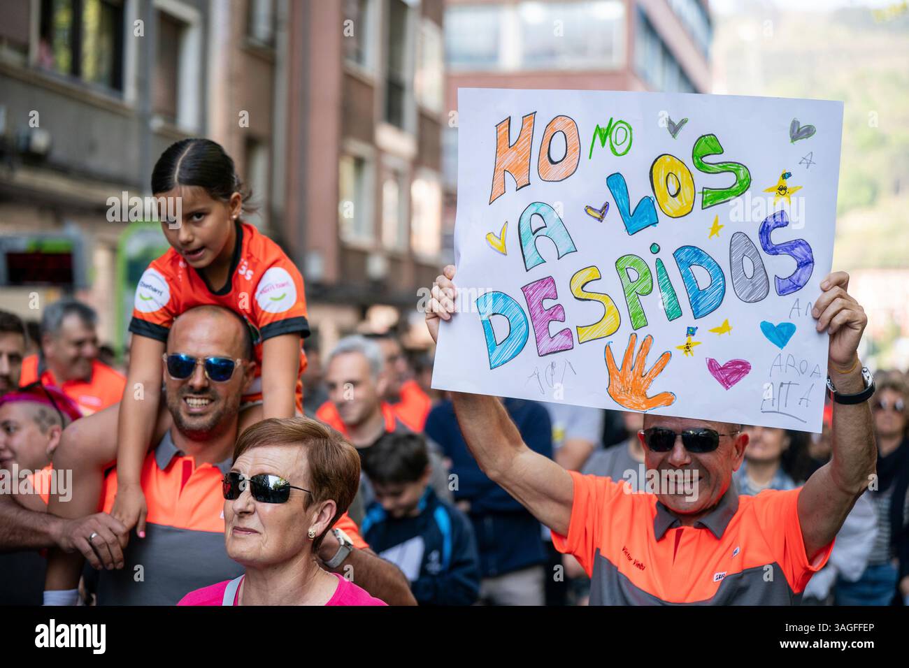 Dozens of people during the demonstration of Bridgestone's workforce on ...