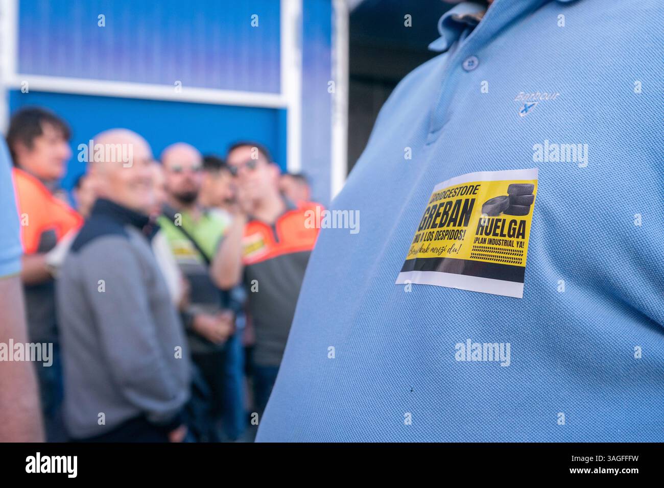 Dozens of people during the demonstration of Bridgestone's workforce on ...