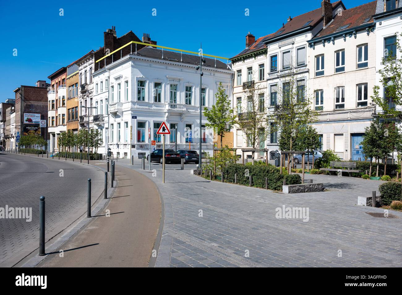The Masui square and the Rue des Palais, Schaerbeek, Brussels Capital ...