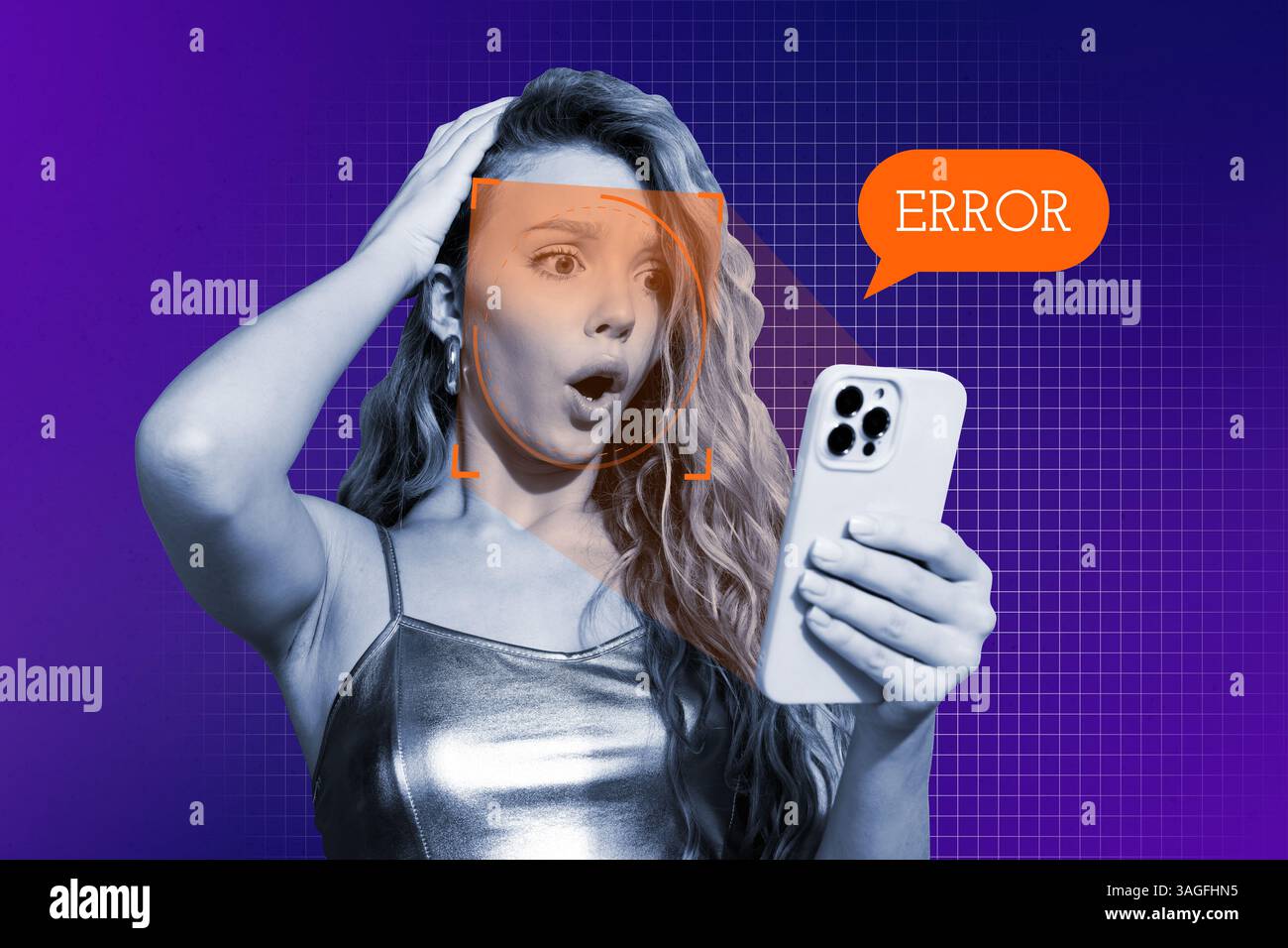 Composite artwork photo collage sketch of portrait young lady shocked ...