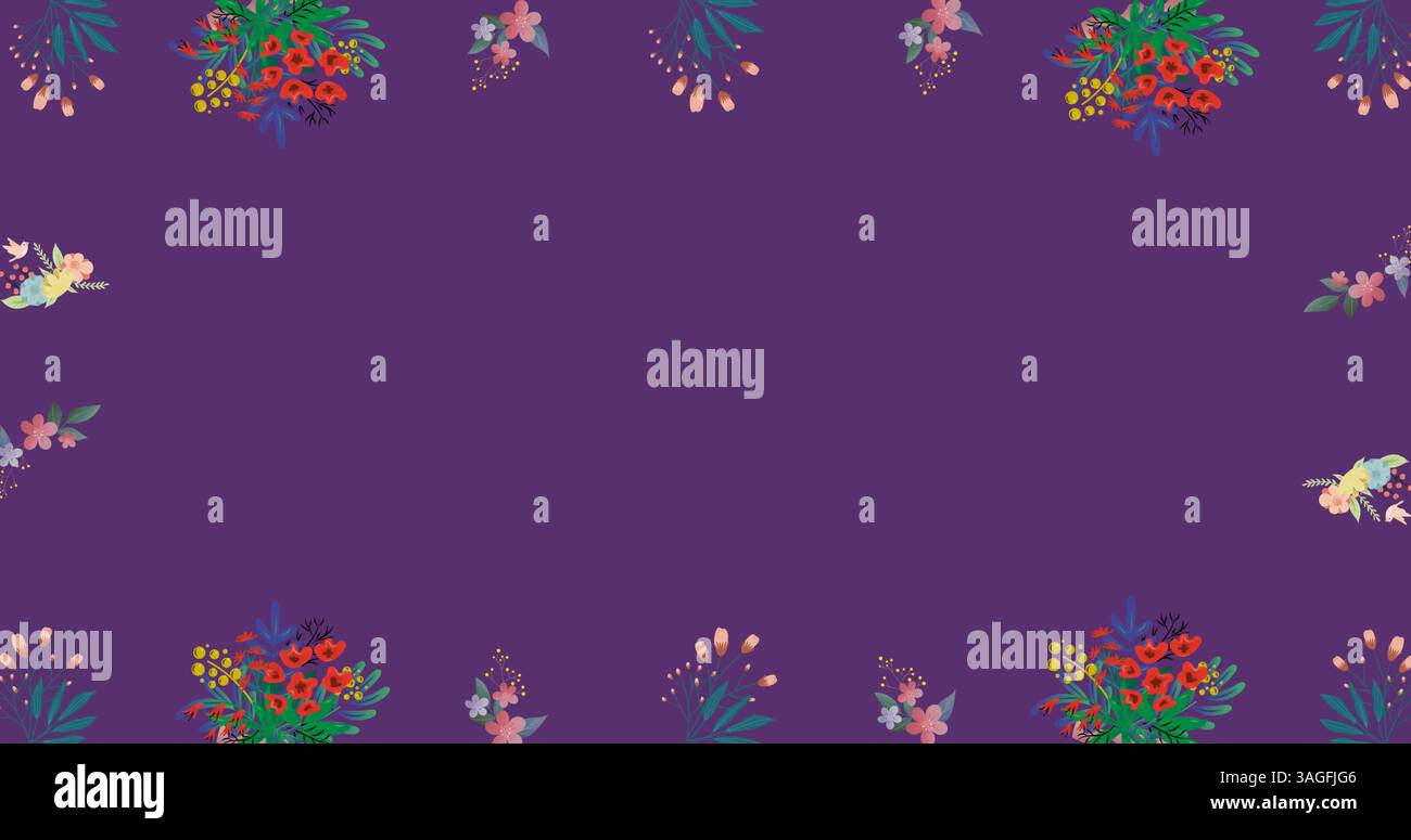 Image of flowers moving in hypnotic motion on purple background Stock ...