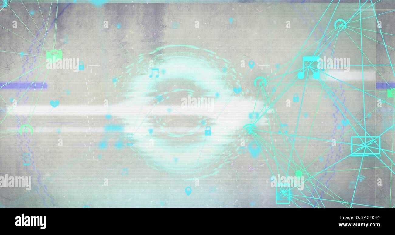 Image of scope scanning and network of connections with icons Stock ...