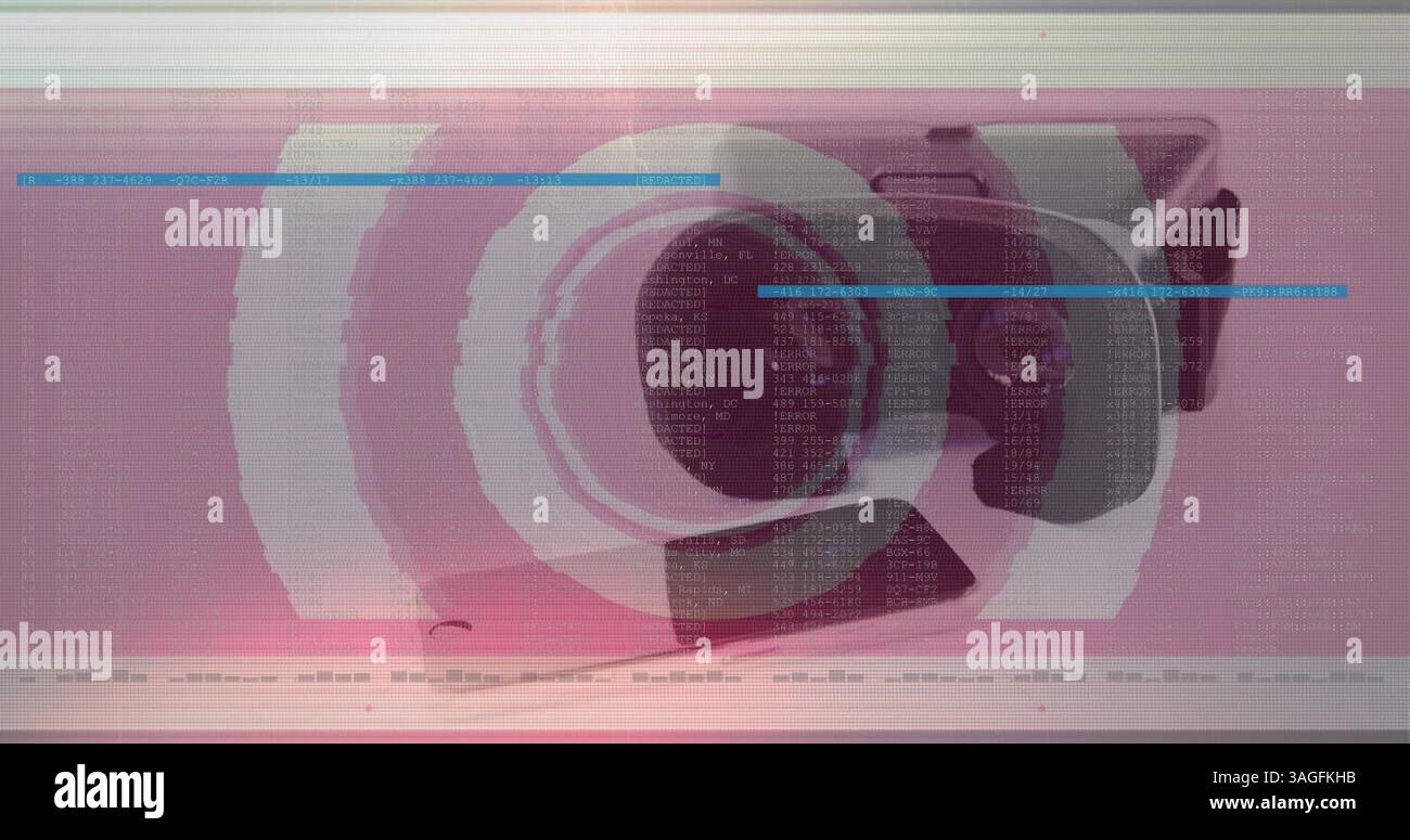 Image of scope scanning with glitch and vr headset Stock Photo - Alamy