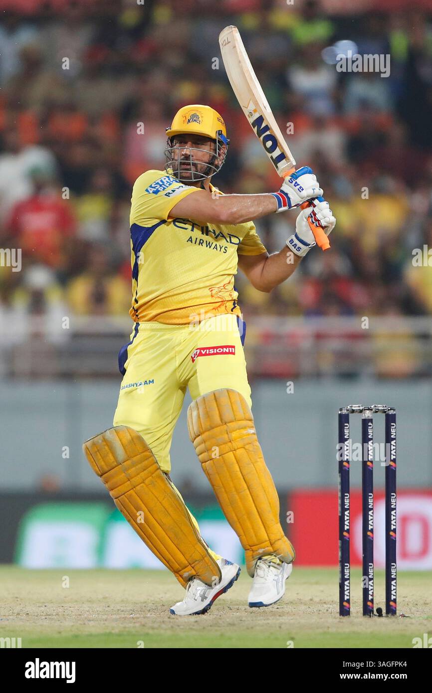 Chennai Super Kings' Mahendra Singh Dhoni bats during the Indian Premier League cricket match ...