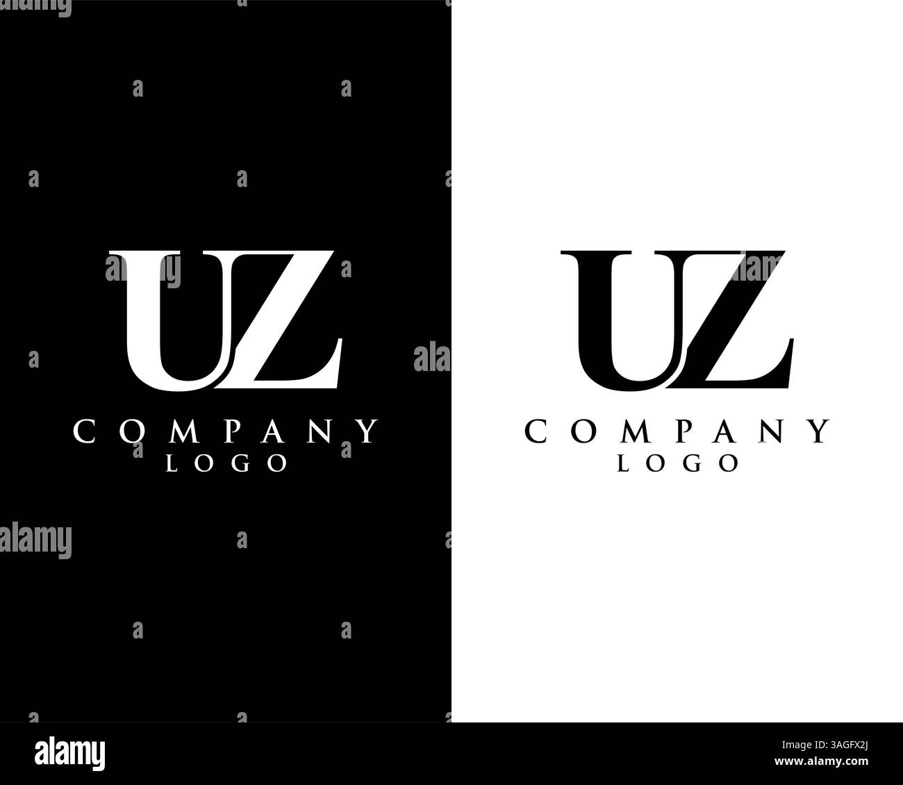 UZ, ZU modern letter logo design with black and white color that can be ...