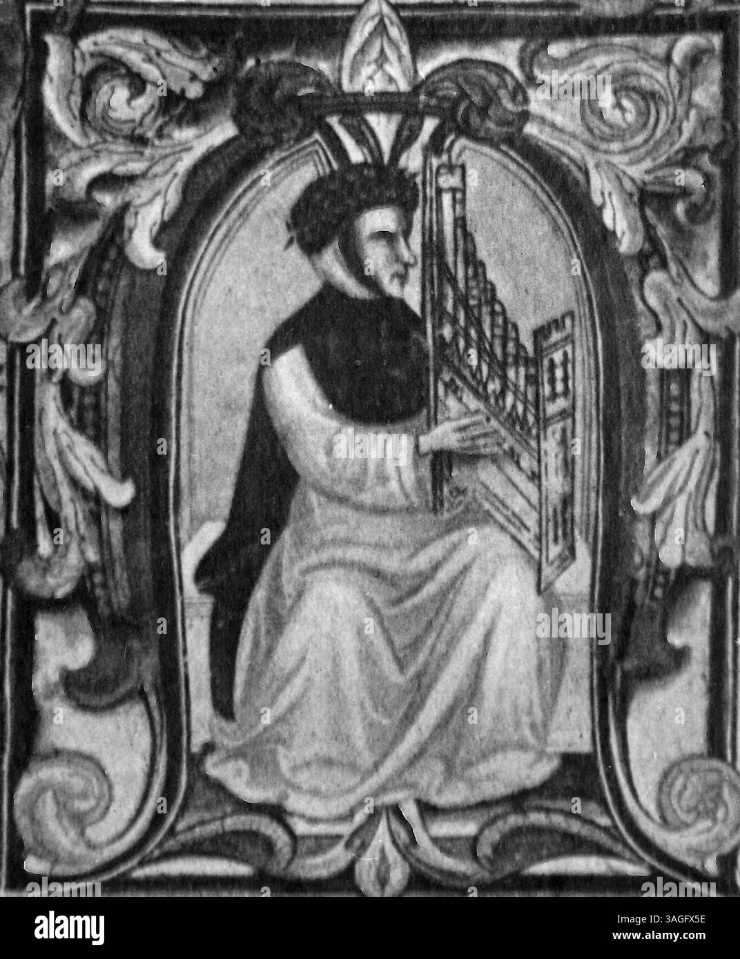 Italian composer and poet Francesco Landini, illustration 1300s Stock ...