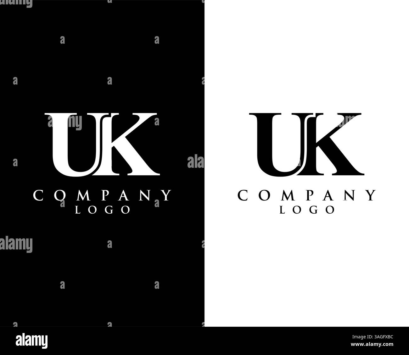 UK, KU modern letter logo design with black and white color that can be ...