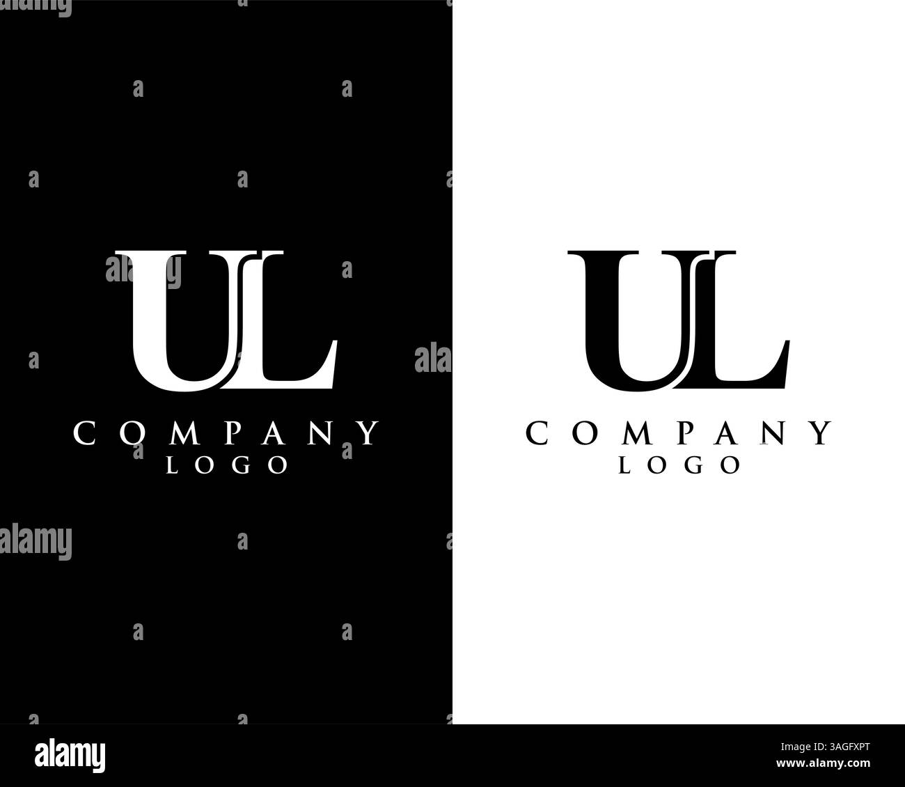 UL, LU modern letter logo design with black and white color that can be ...