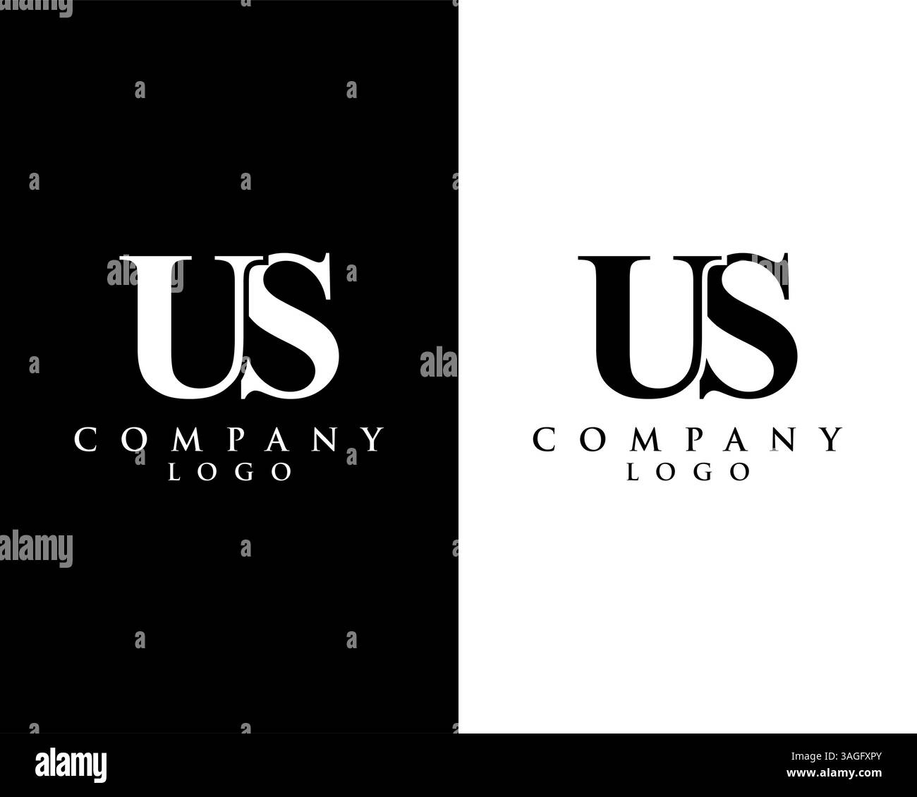 US, SU modern letter logo design with black and white color that can be ...