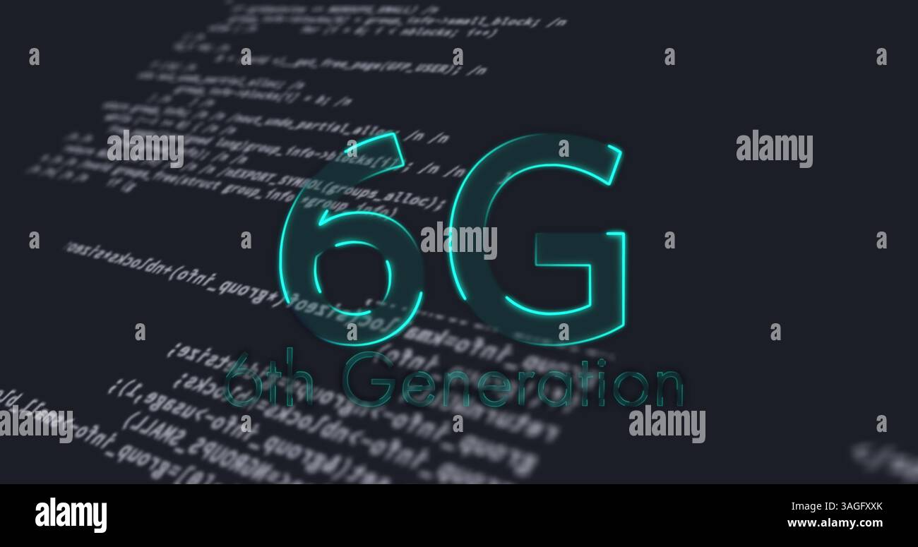Image of 6g text over data processing on black background Stock Photo ...