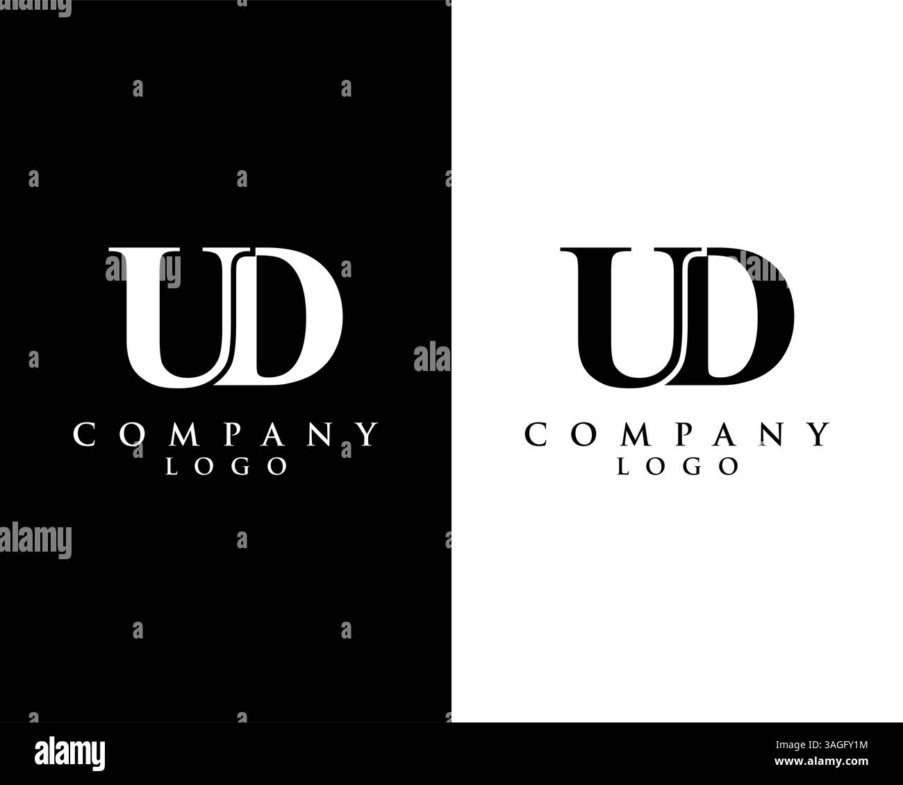 UD, DU modern letter logo design with black and white color that can be ...
