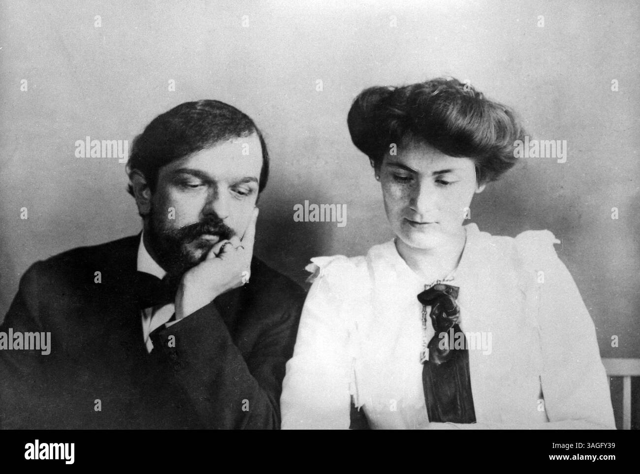 French composer Claude Debussy and his first wife Lily Texier, 1900s ...