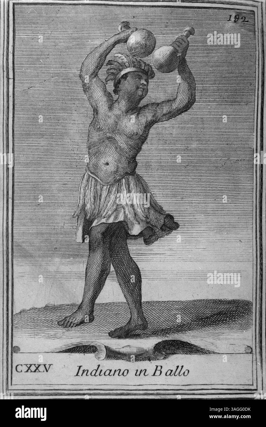 Dancing Indian, illustration by Filippo Bonanni, Italy 1700s Stock ...
