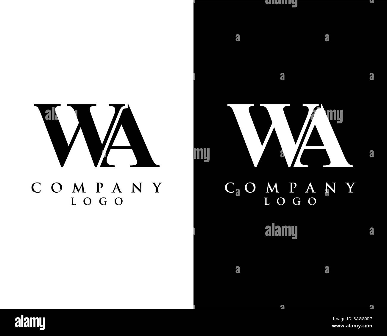 letter WA, AW logo type company name black and white design. vector ...