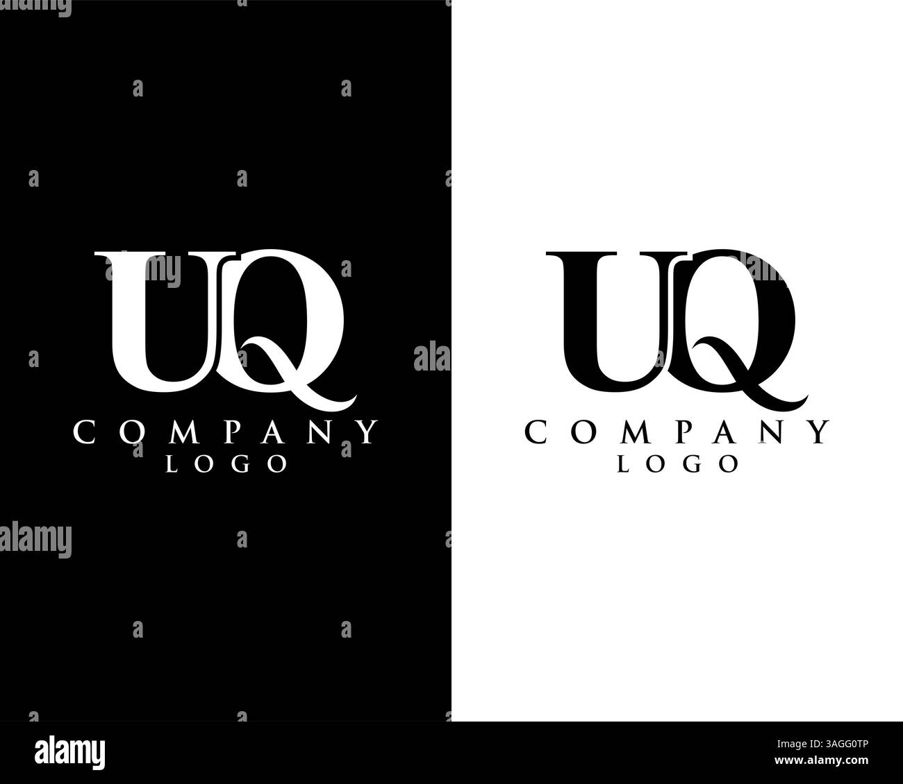 UQ, QU modern letter logo design with black and white color that can be ...