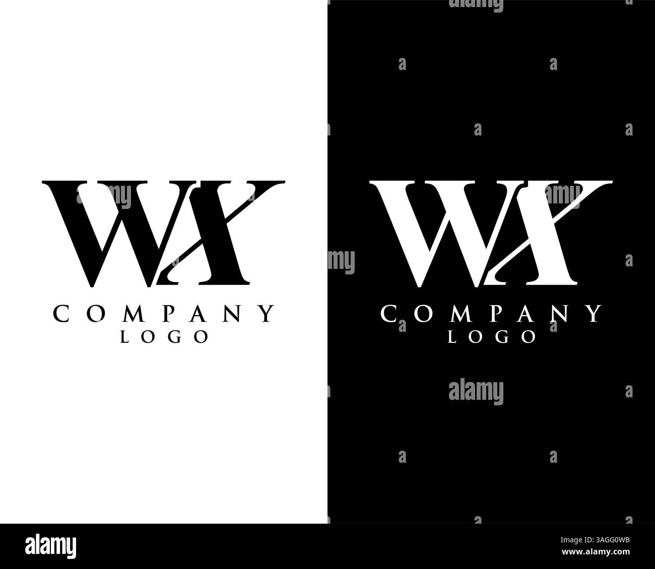 letter WX, XW logo type company name black and white design. vector logo for business and ...