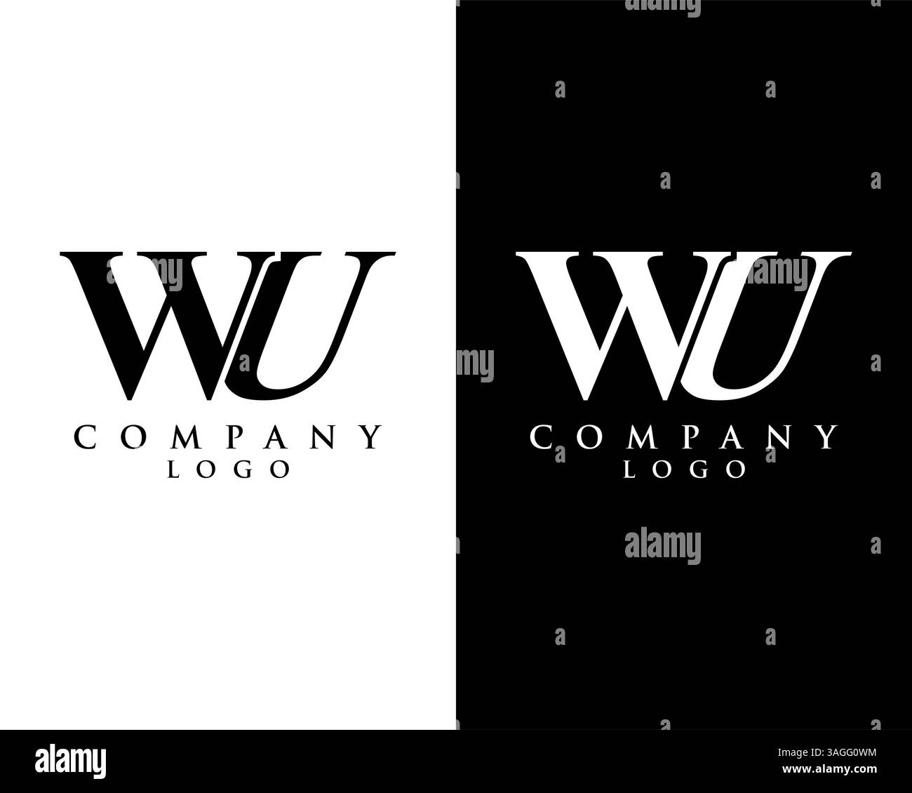 letter WU, UW logo type company name black and white design. vector ...