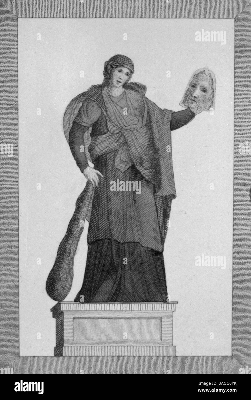 Melpomene, Muse of tragedy in Greek mythology, illustration, Italy ...