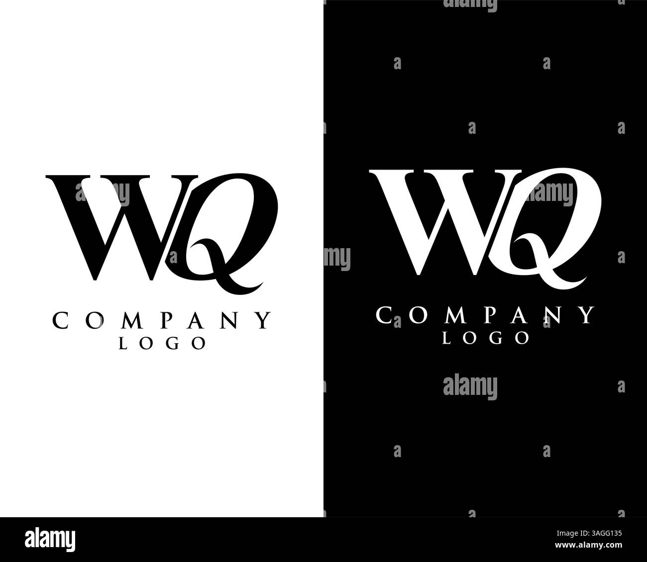 letter WQ, QW logo type company name black and white design. vector ...