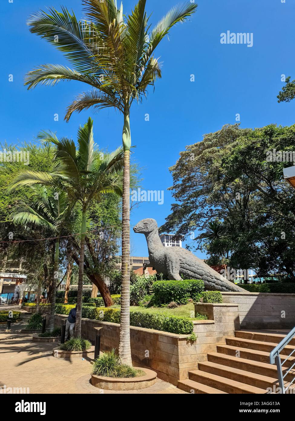 Nairobi, Kenya - 21. January 2024: Concrete dinosaur statue standing in ...