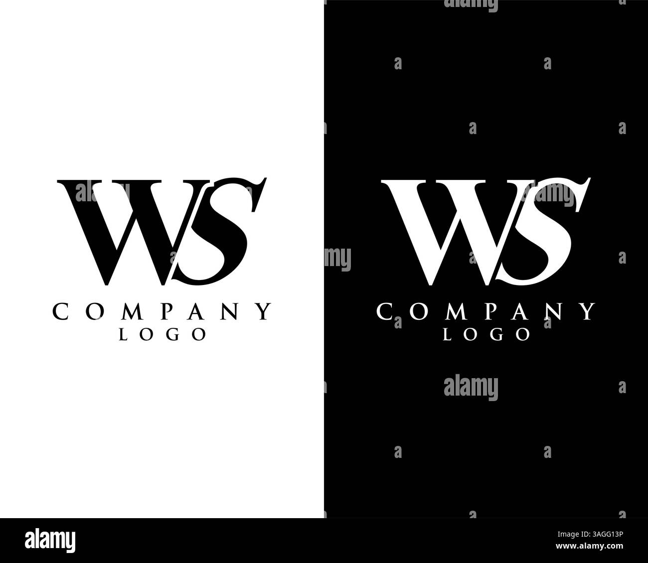 letter WS, SW logo type company name black and white design. vector logo for business and ...