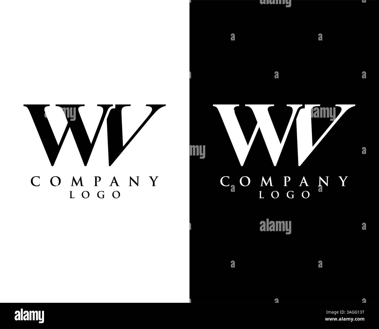 letter WV, logo type company name black and white design. vector logo ...