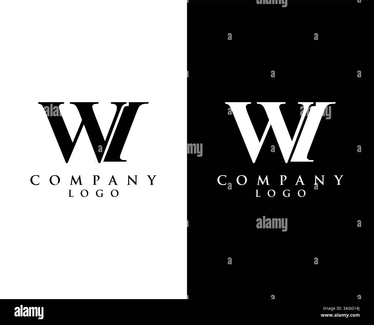 letter WI, IW logo type company name black and white design. vector ...