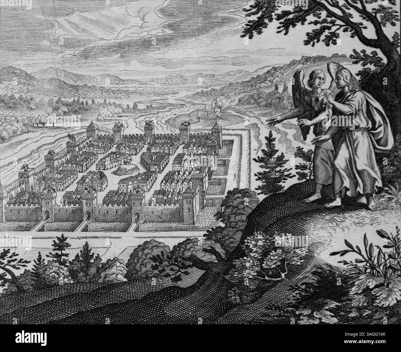 The new Jerusalem, engraving from the Book of Apocalypse of the Bible ...