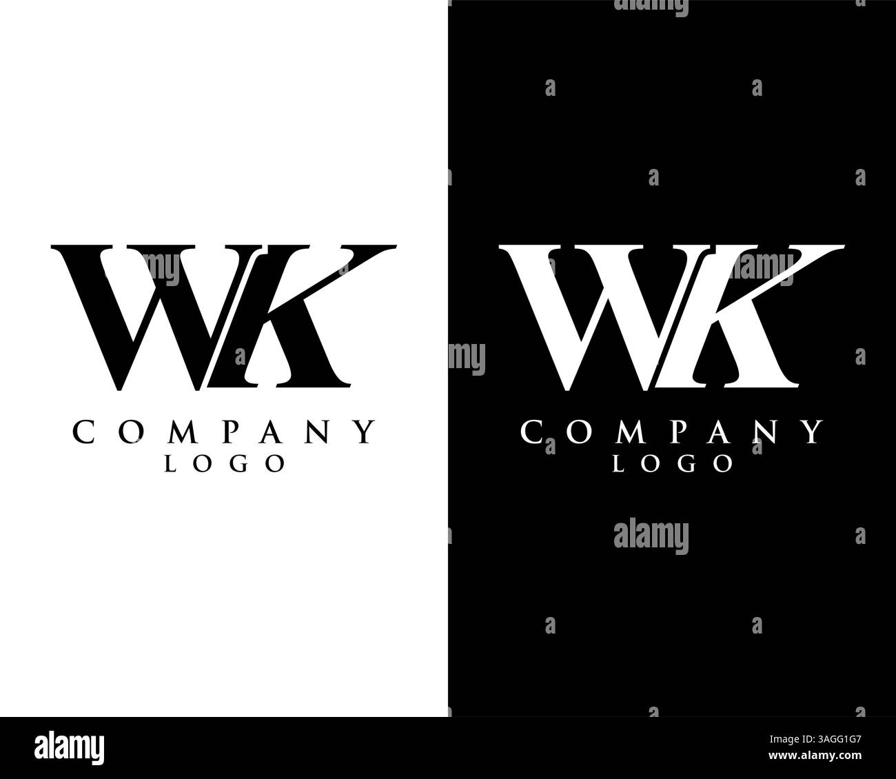 letter WK, KW logo type company name black and white design. vector ...
