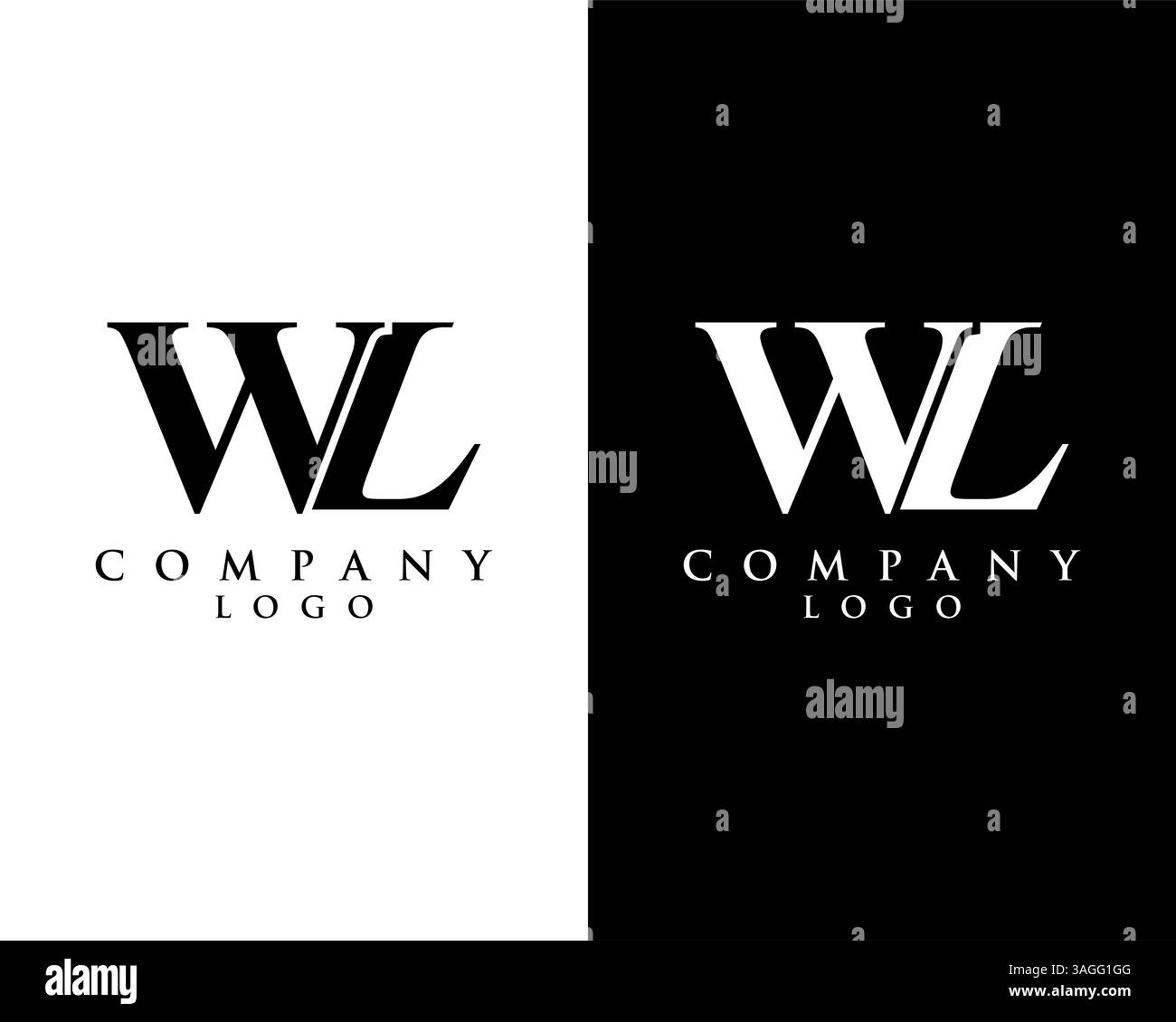 letter WL, LW logo type company name black and white design. vector ...