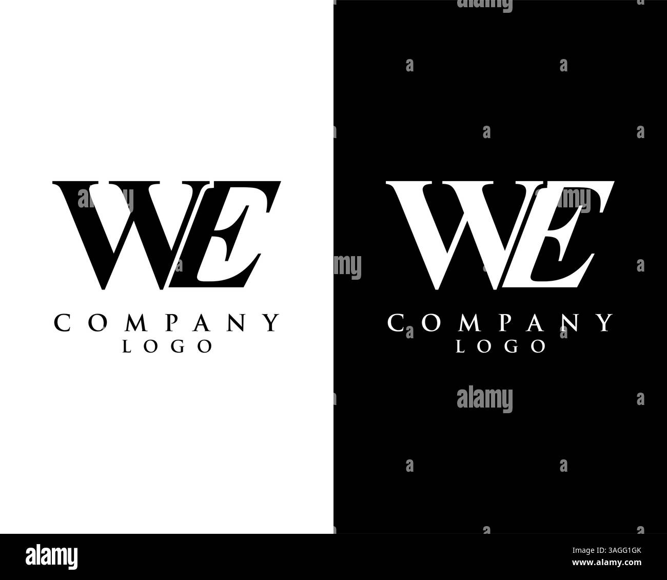 letter WE, EW logo type company name black and white design. vector ...