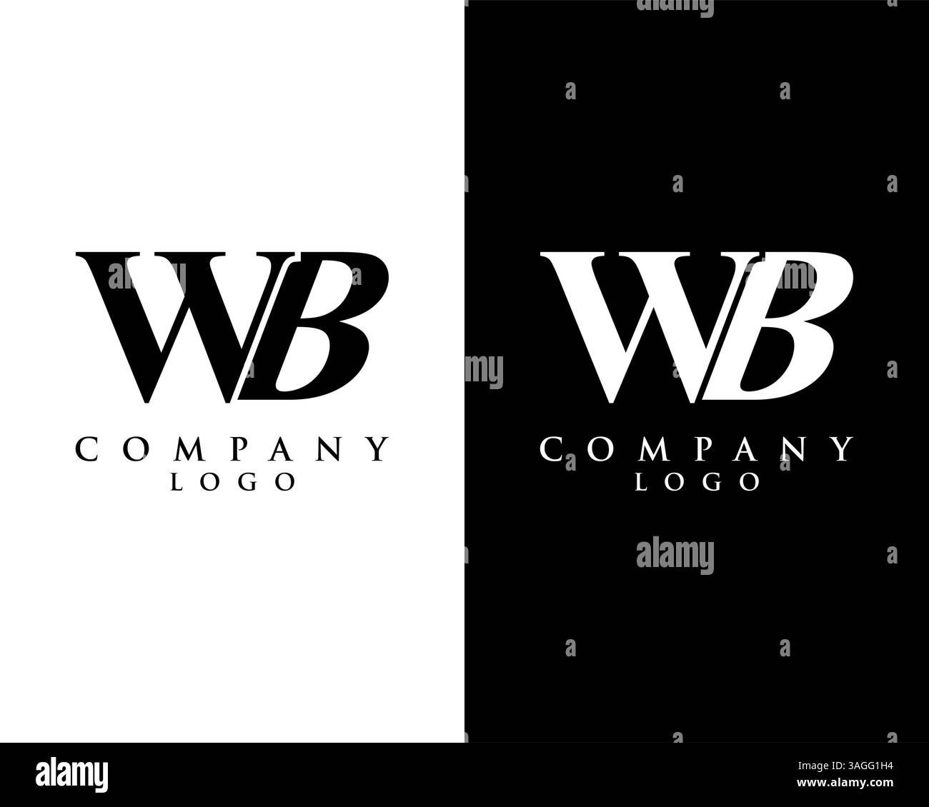 letter WB, BW logo type company name black and white design. vector ...