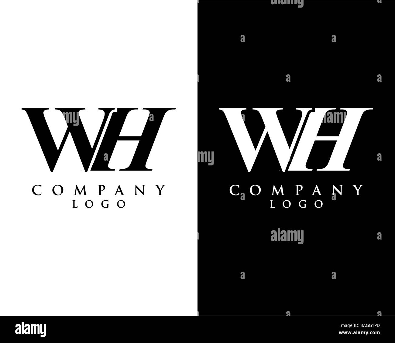 letter WH, HW logo type company name black and white design. vector logo for business and ...