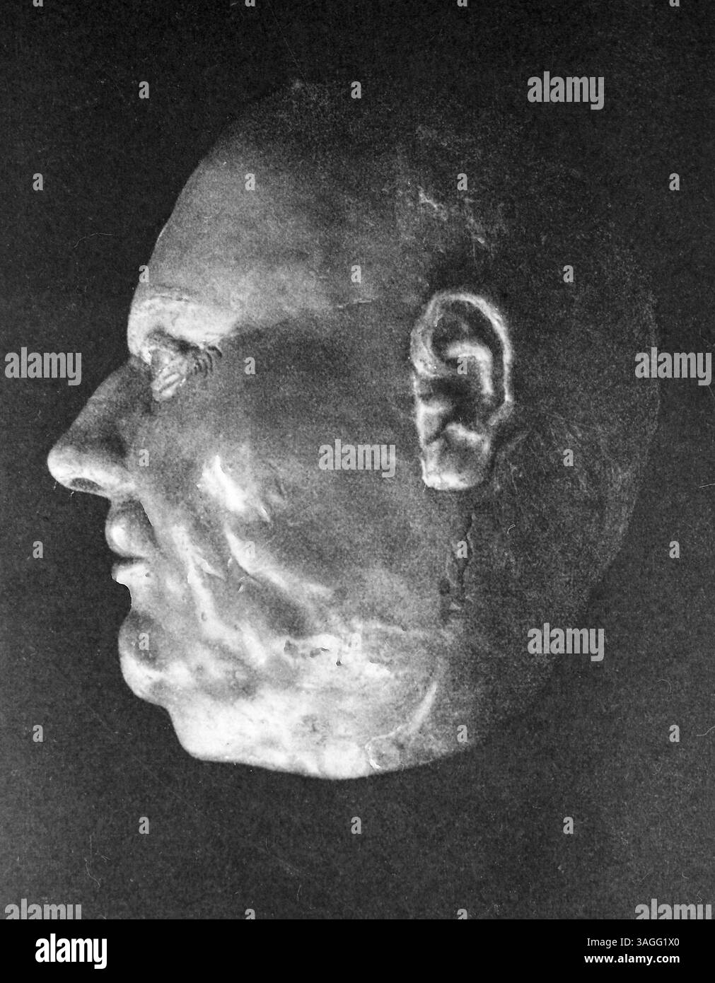 Profile funeral mask of German priest and theologian Martin Luther ...