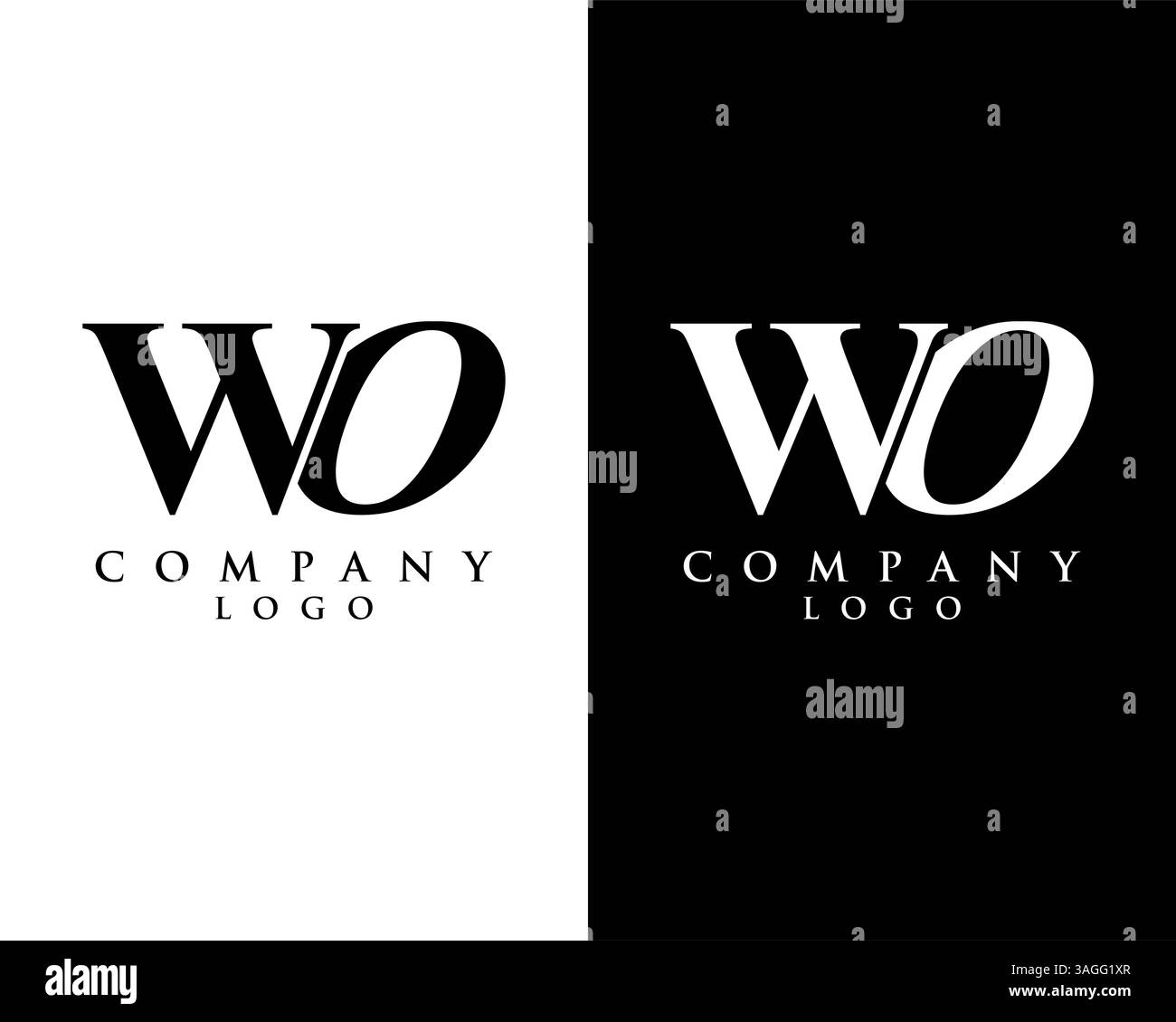 letter WO, OW logo type company name black and white design. vector ...