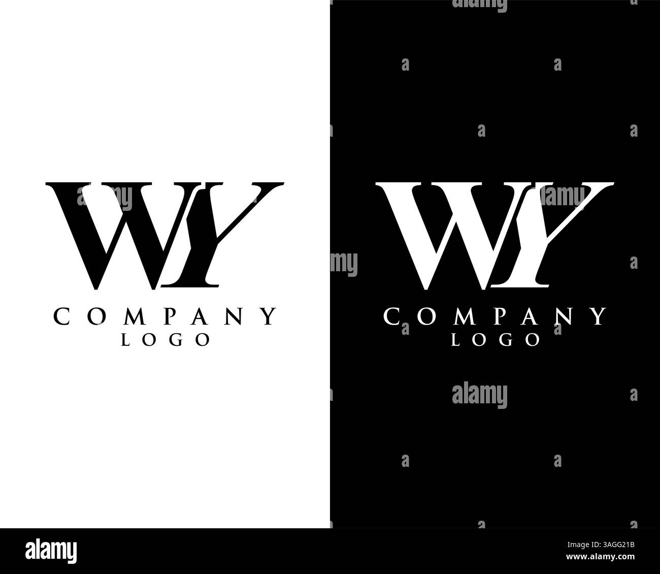 letter WY, YW logo type company name black and white design. vector ...