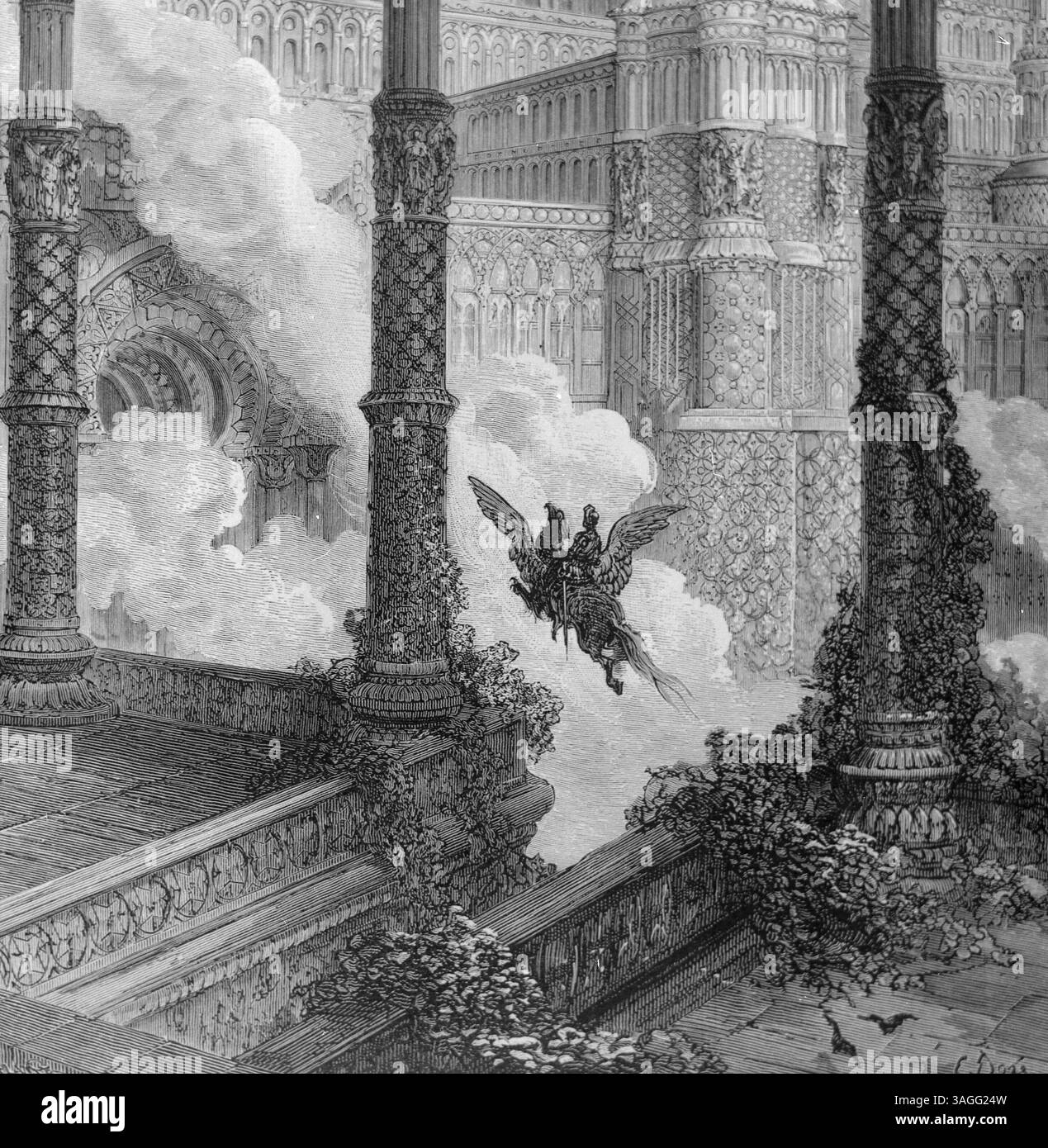 The palace of the lofty mountain, illustration by French artist Gustav ...