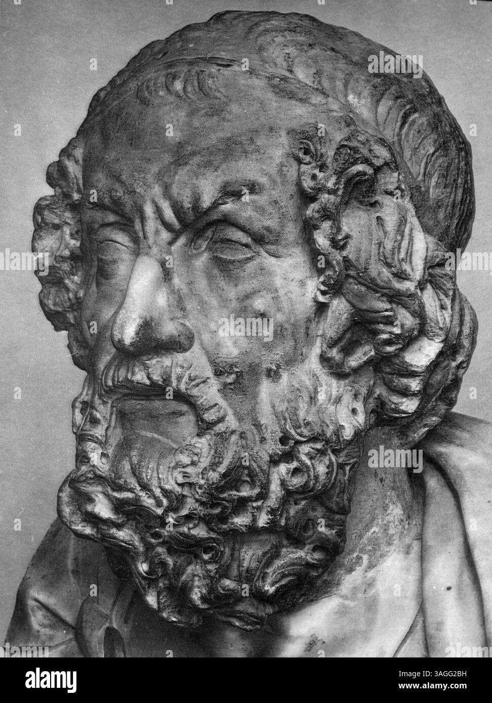 Ancient Greek poet Homer, marble head statue Stock Photo - Alamy
