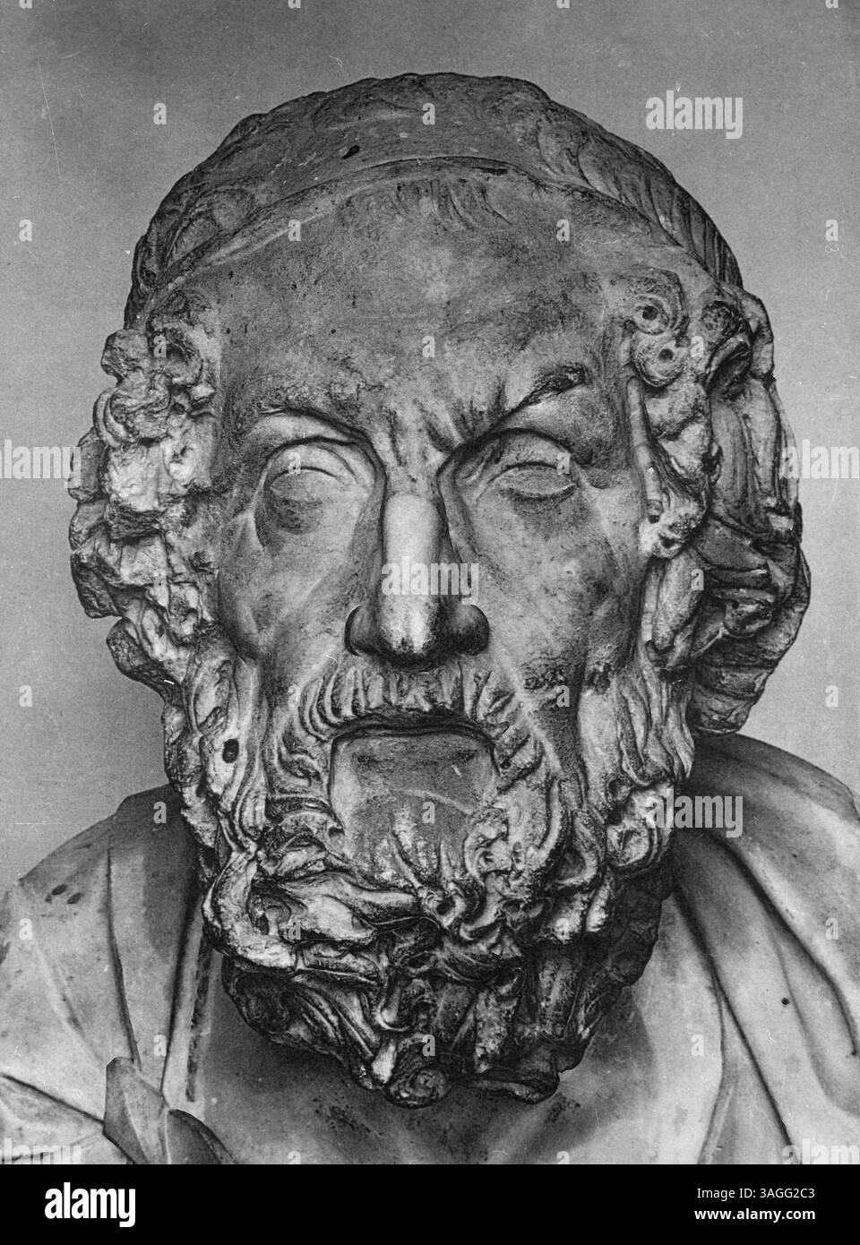 Ancient Greek poet Homer, marble head statue Stock Photo - Alamy