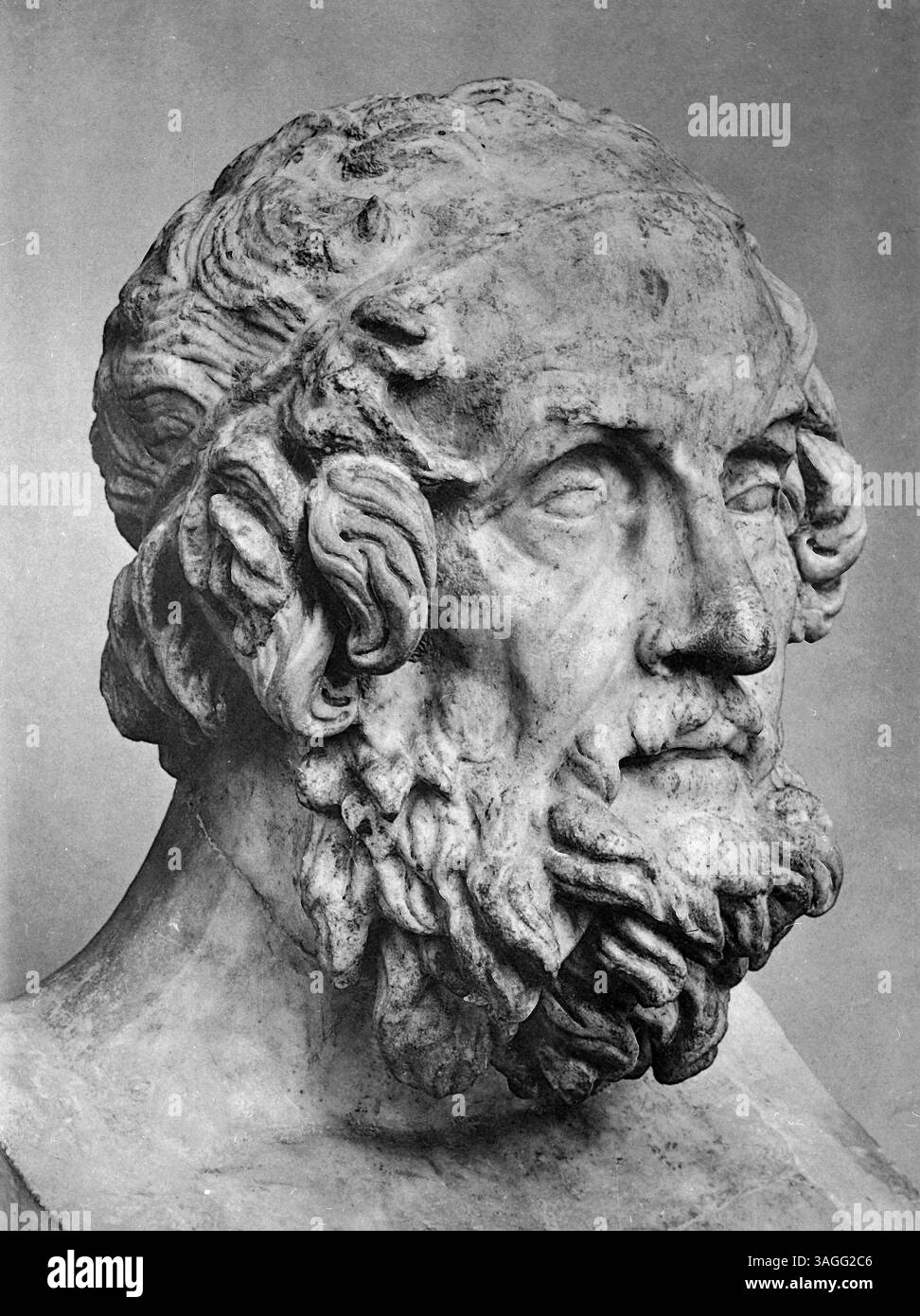 Ancient Greek poet Homer, marble head statue Stock Photo - Alamy